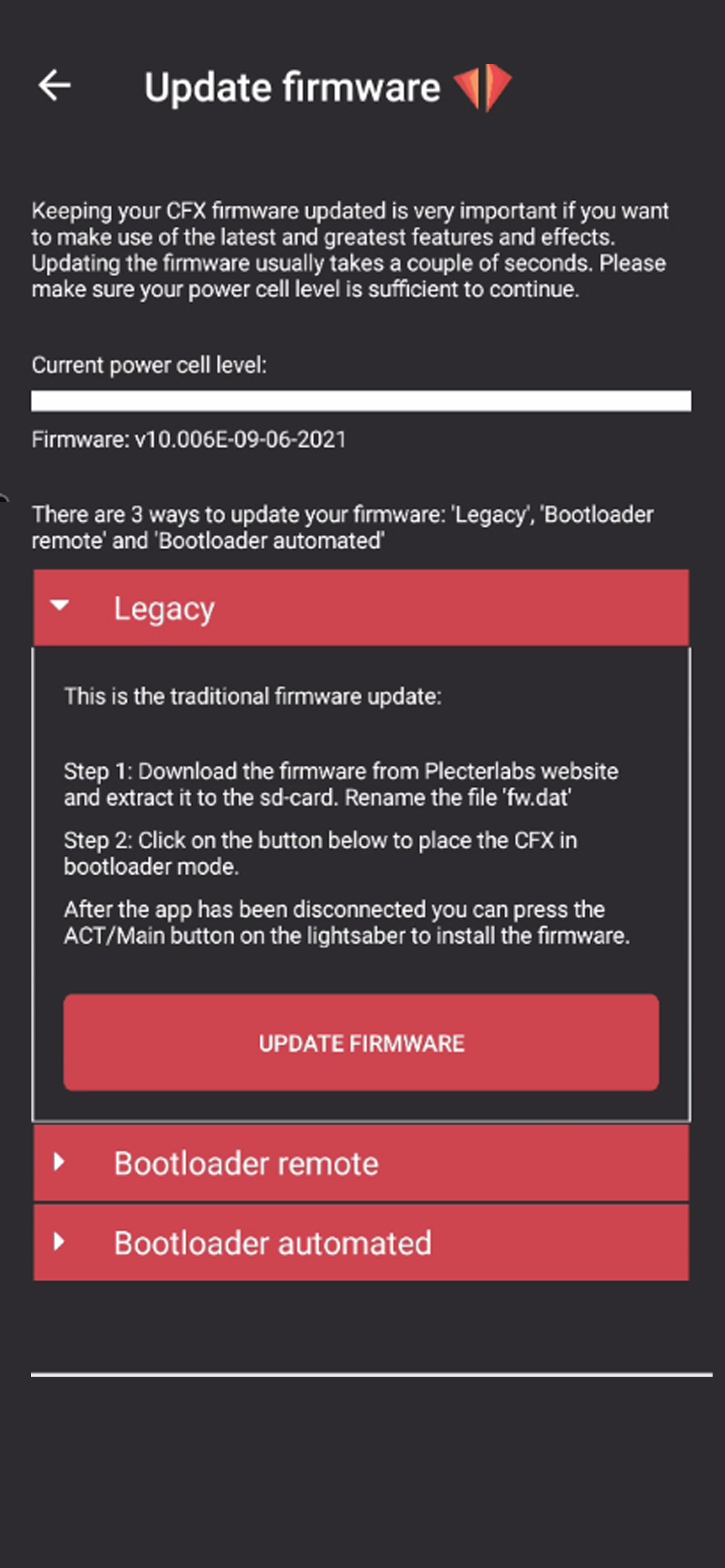 Crystal FX for mobile. Control you Crystal focus 10 (CFX) lightsaber through Bluetooth on iOS ...
